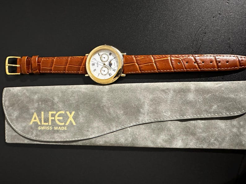 Alfex Moon Phase Swiss Made Unisex Wrist Watch - Etsy