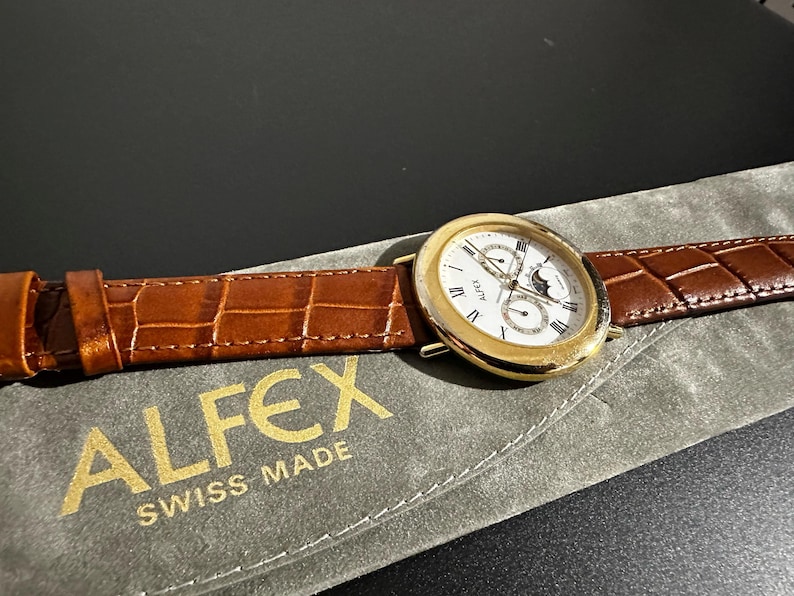 Alfex Moon Phase Swiss Made Unisex Wrist Watch - Etsy