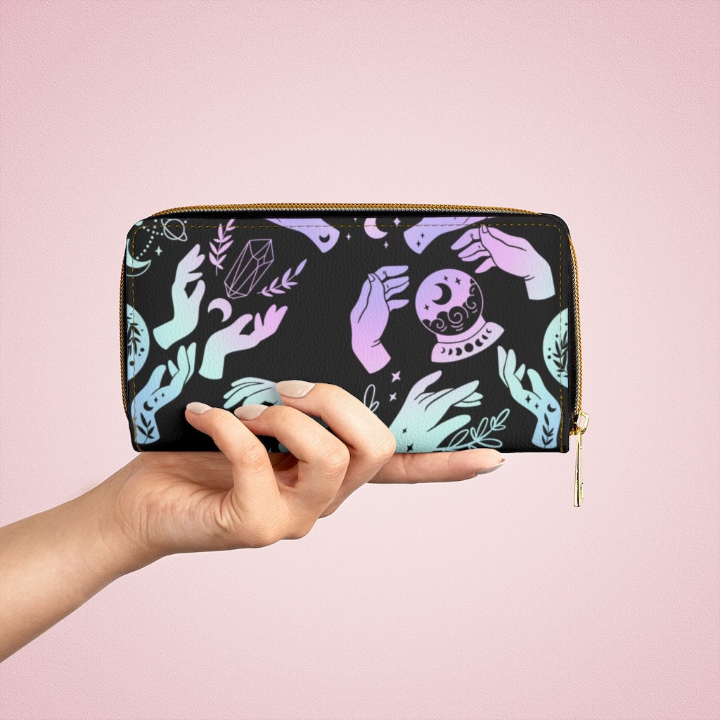 Black Moon Phases Zipper Walletcelestial Wallet moon Phase | Etsy