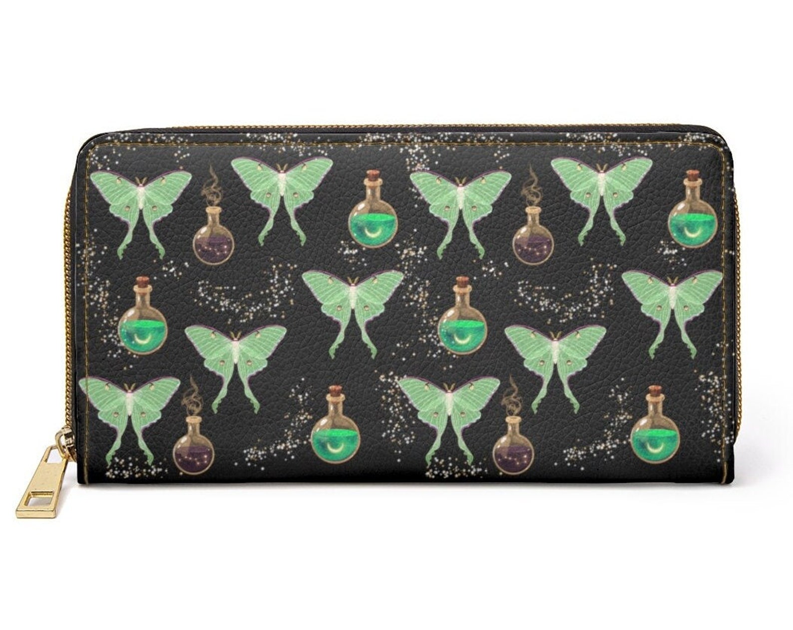 Luna Moth Zipper Wallet~goth|celestial|women's Pocketbook|gift Ideas - Etsy