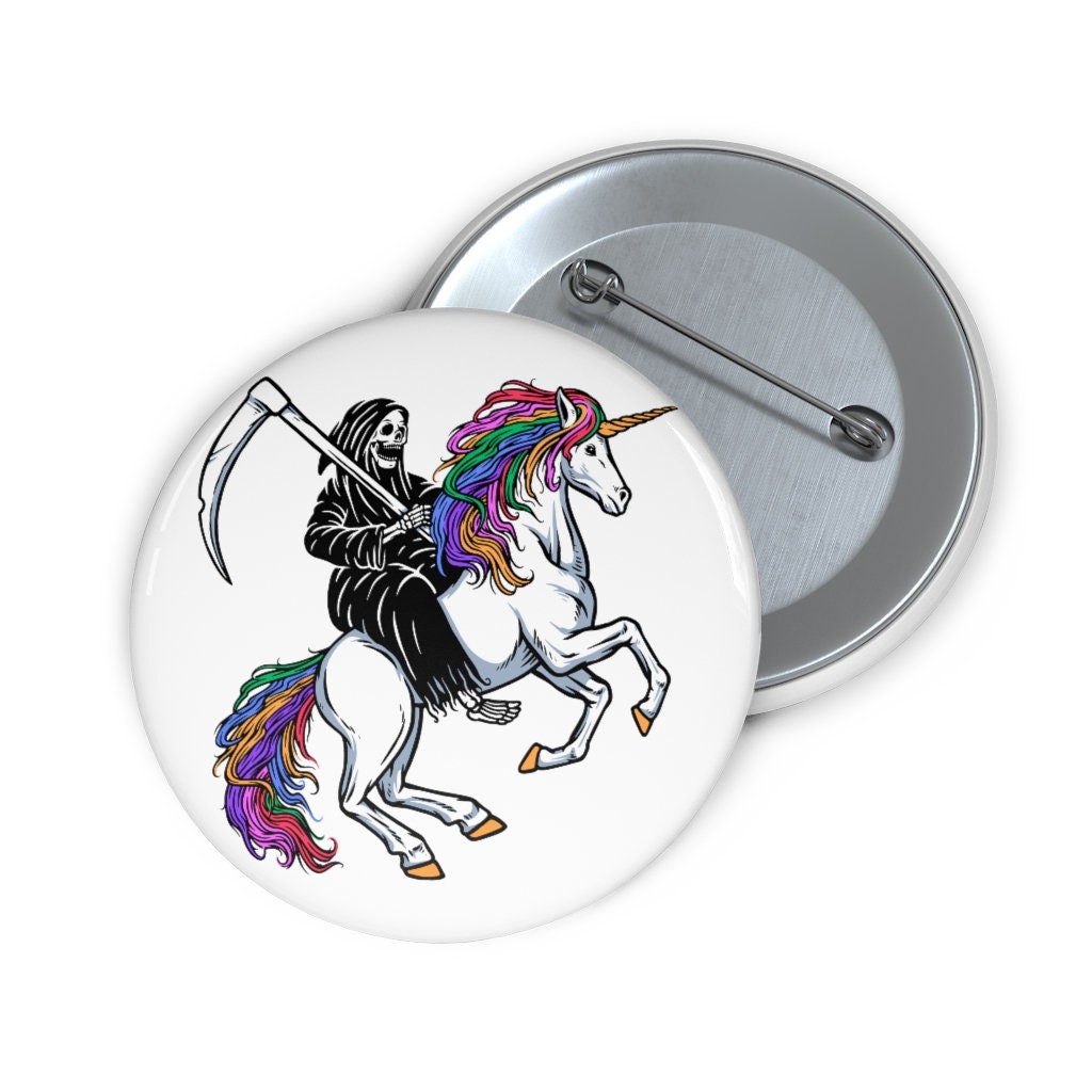 Grim Reaper Rainbow Unicorn Pin Buttonfunnysmall Gift - Etsy