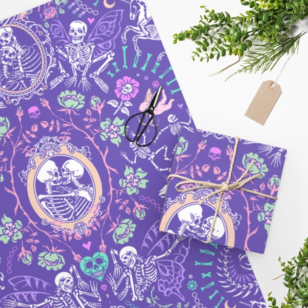 Kawaii Gothic Pastel Romatic Skull Wrapping Paper Designed & Sold By ...