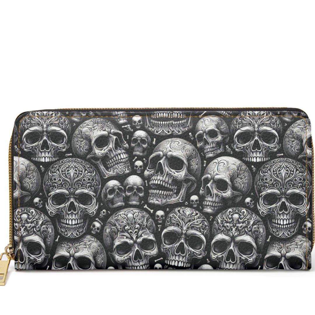 Dark Skull Zipper Wallet~gothic Black and White Women's Wallet ...
