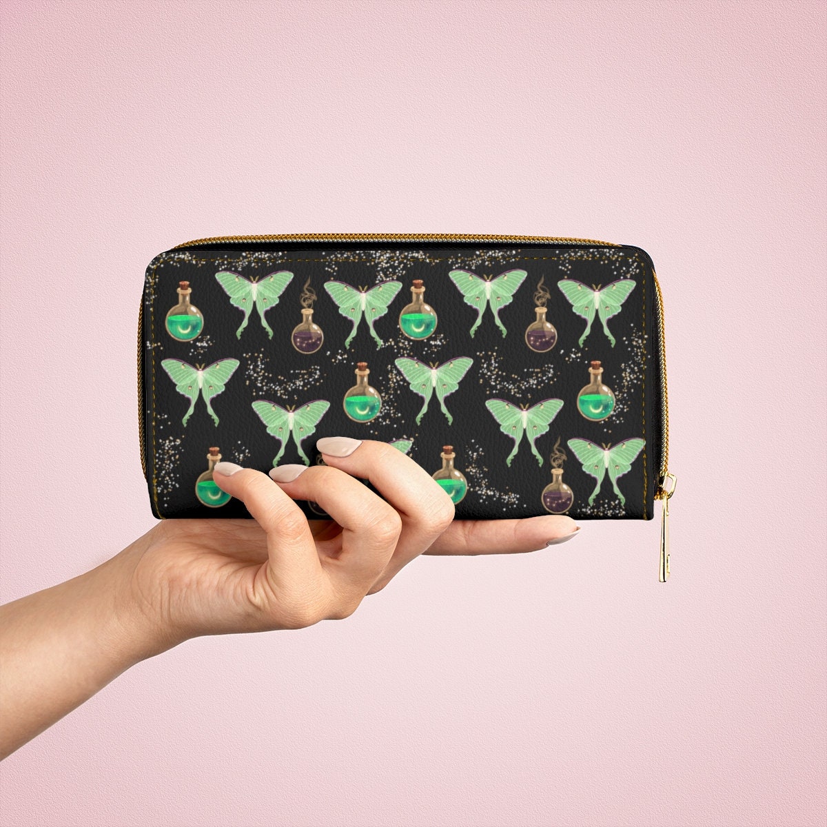 Luna Moth Zipper Wallet~goth|celestial|women's Pocketbook|gift Ideas - Etsy