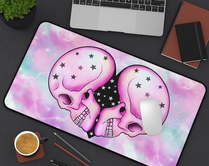Pastel Skull Mouse Pad Fabric Mouse Pad Desk Mat Round Mouse Pad Home ...