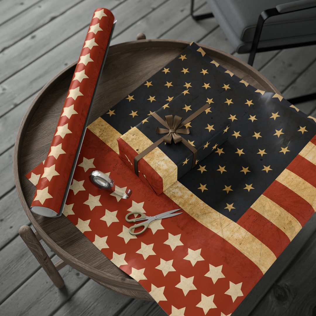 Rustic American Flag Wrapping Paper - Etsy