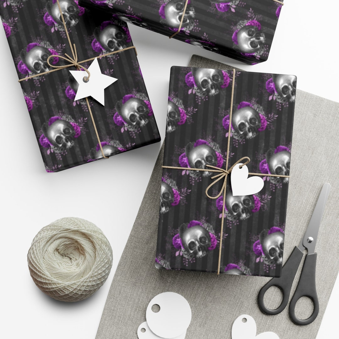 Pin Stripped Skull Wrapping Paper~gothic Gift Wrap|spooky|halloween ...