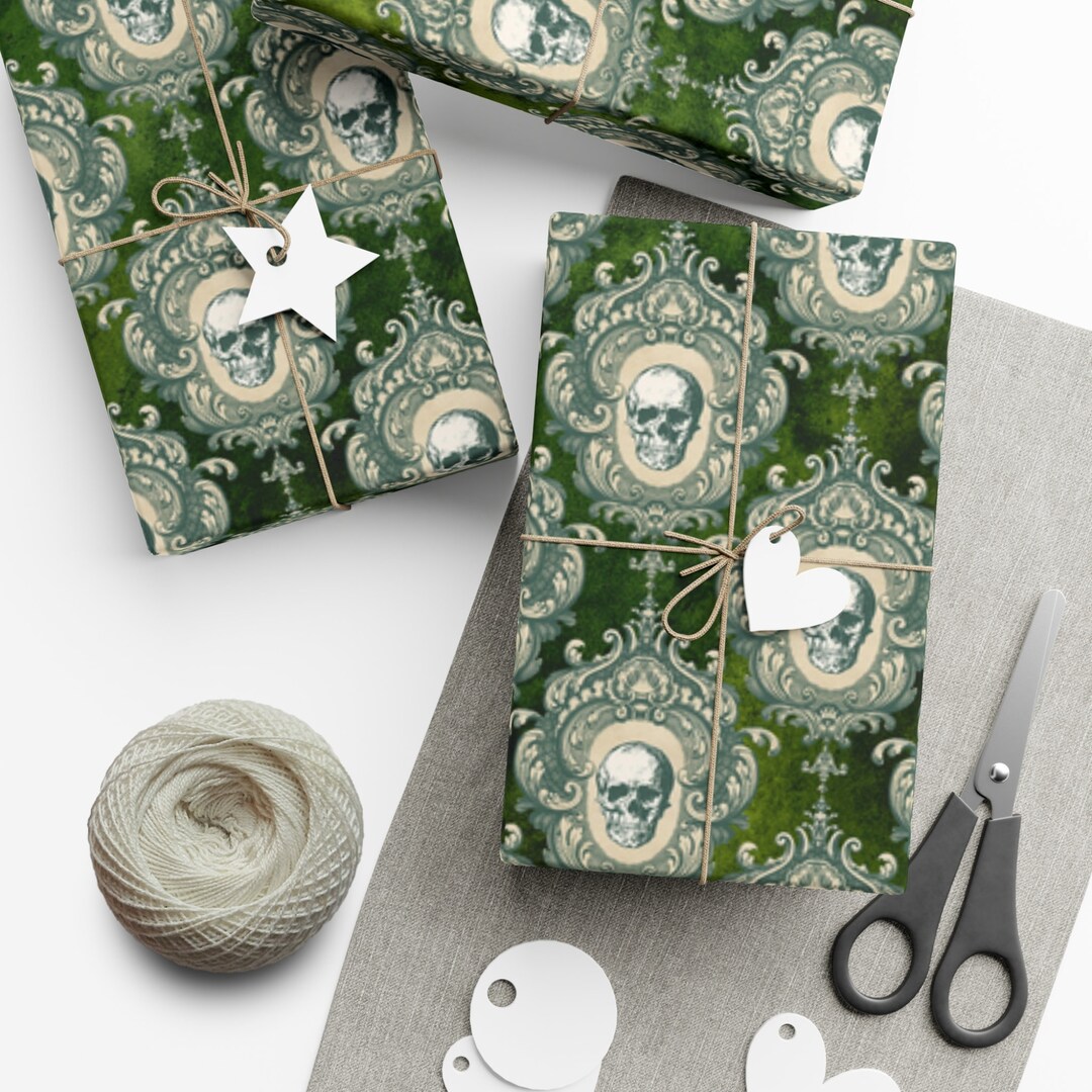 Vintage Style Skull Wrapping Paper~gothic|creepy|spooky|birthday ...