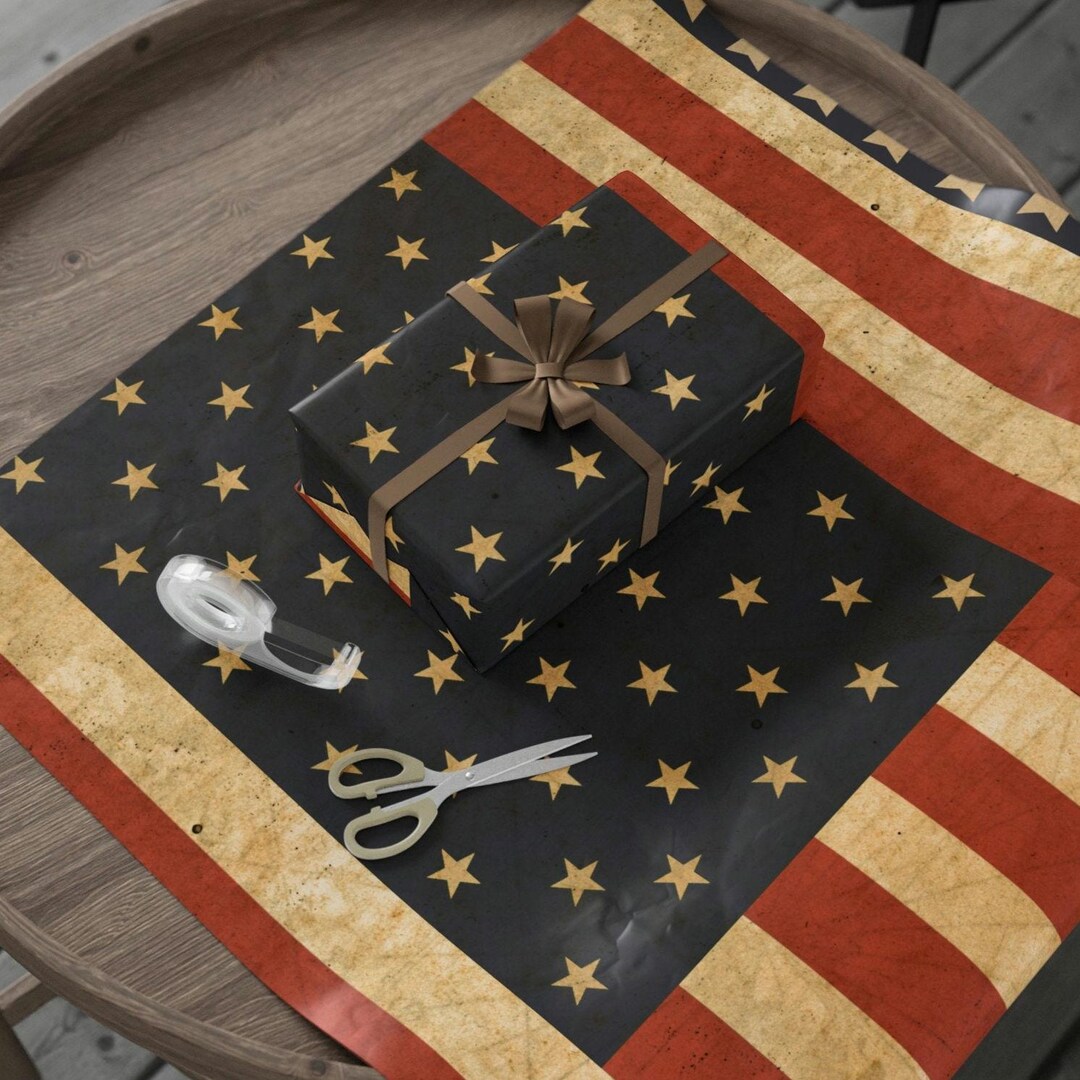 Rustic American Flag Wrapping Paper - Etsy