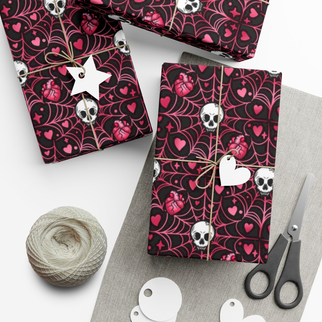 Goth Love Gift Wrap~skull Gift Wrapping|spooky Paper|birthday|special ...