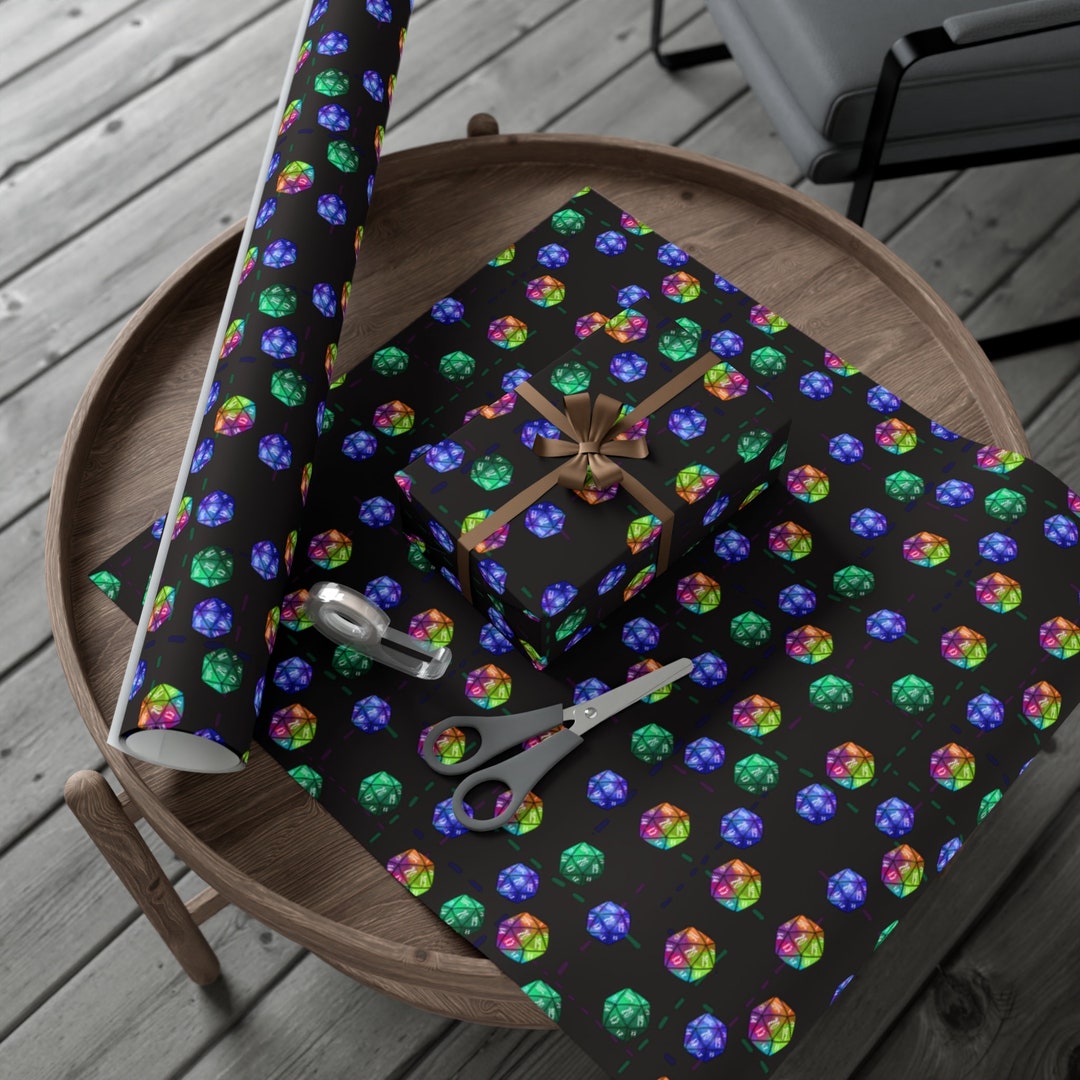 Rainbow Black D20 Dice Wrapping Paper~birthday|holiday|special Occasion ...