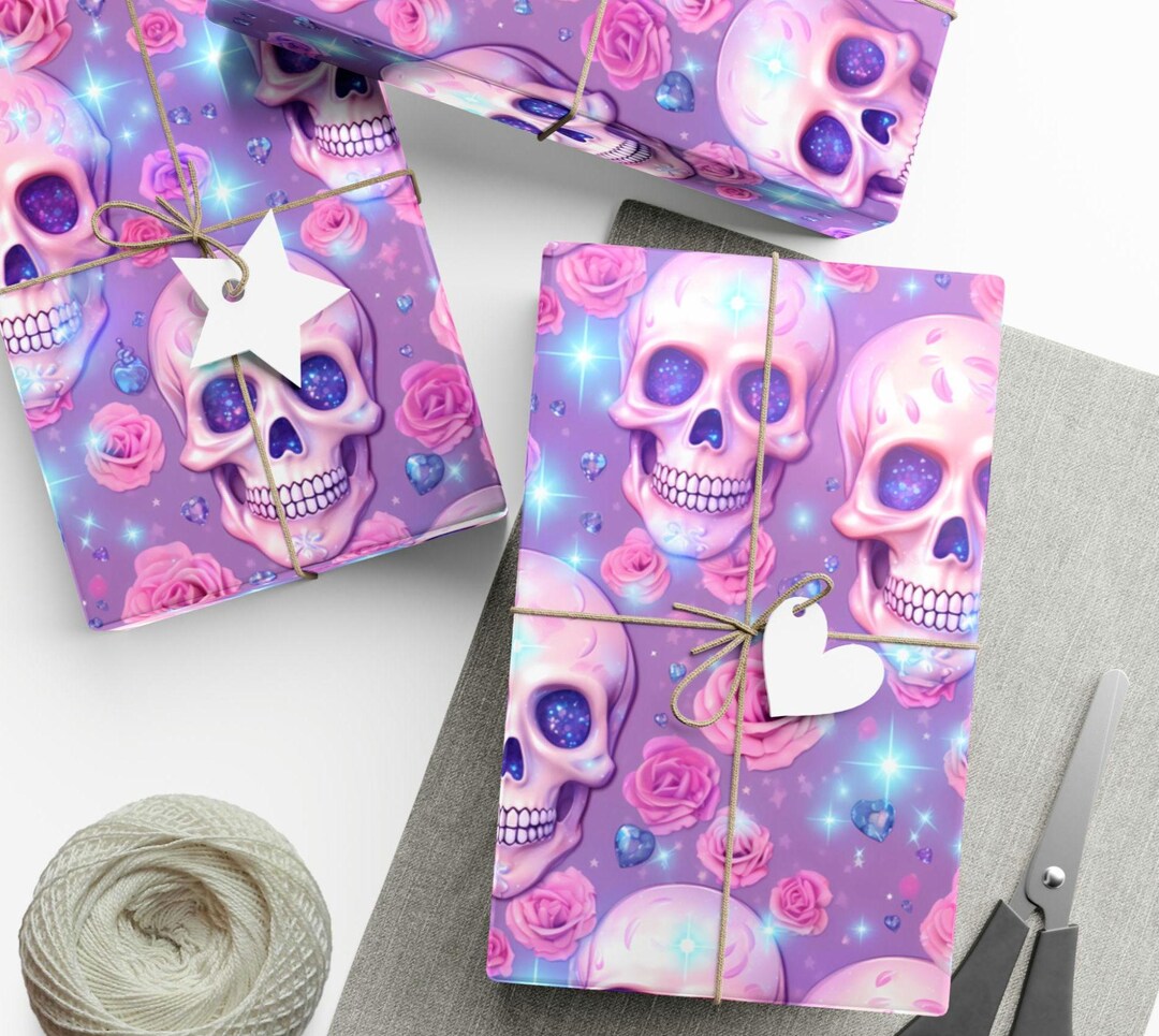 Diamond Skull Wrapping Paper~gothic Skull Wraps|halloween Gift Wrap ...
