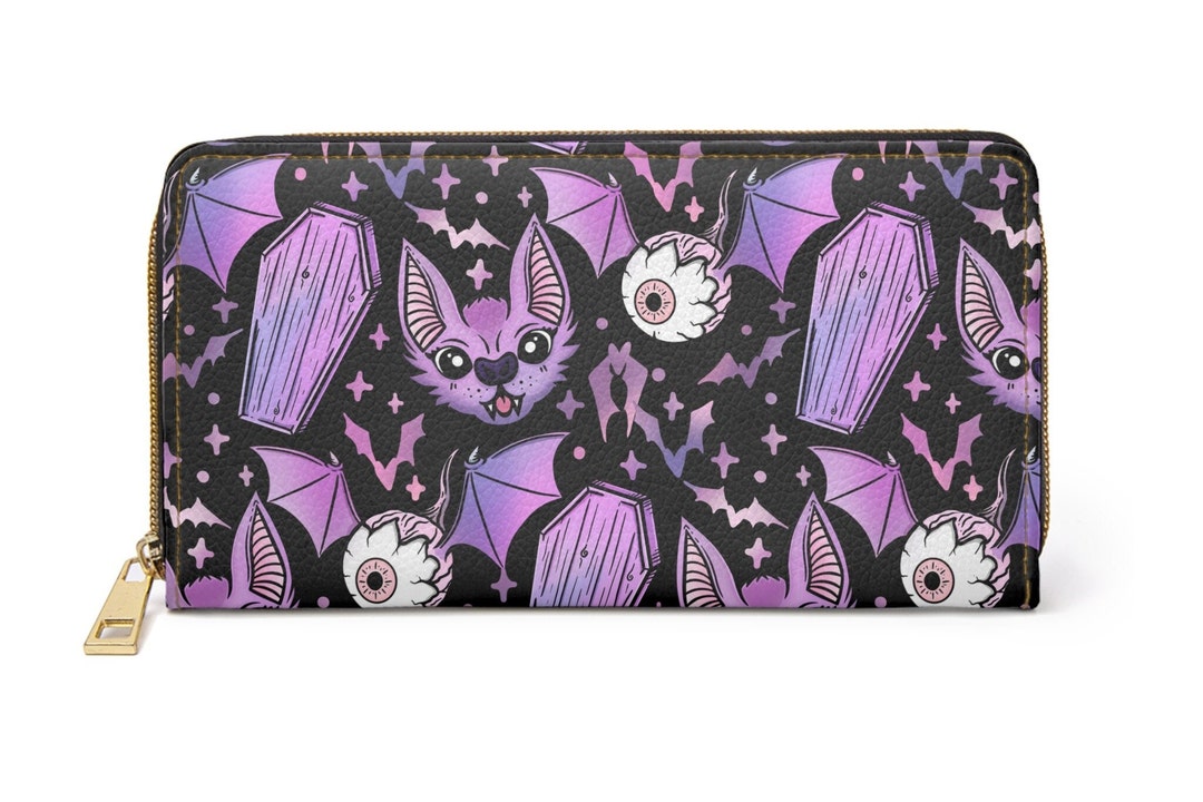 Batty Eyeball Zipper Wallet~spooky|kawaii Womens Pocketbook|cute Goth ...