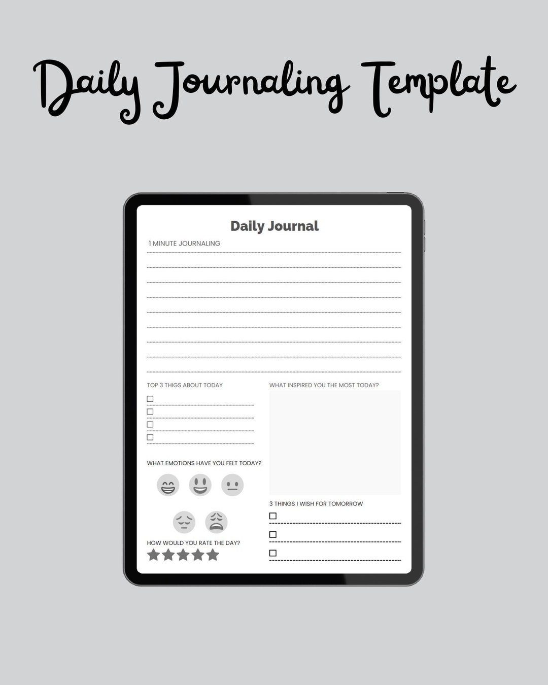 One Page Daily Journaling Sheet | Self-reflection | Printable Journal ...