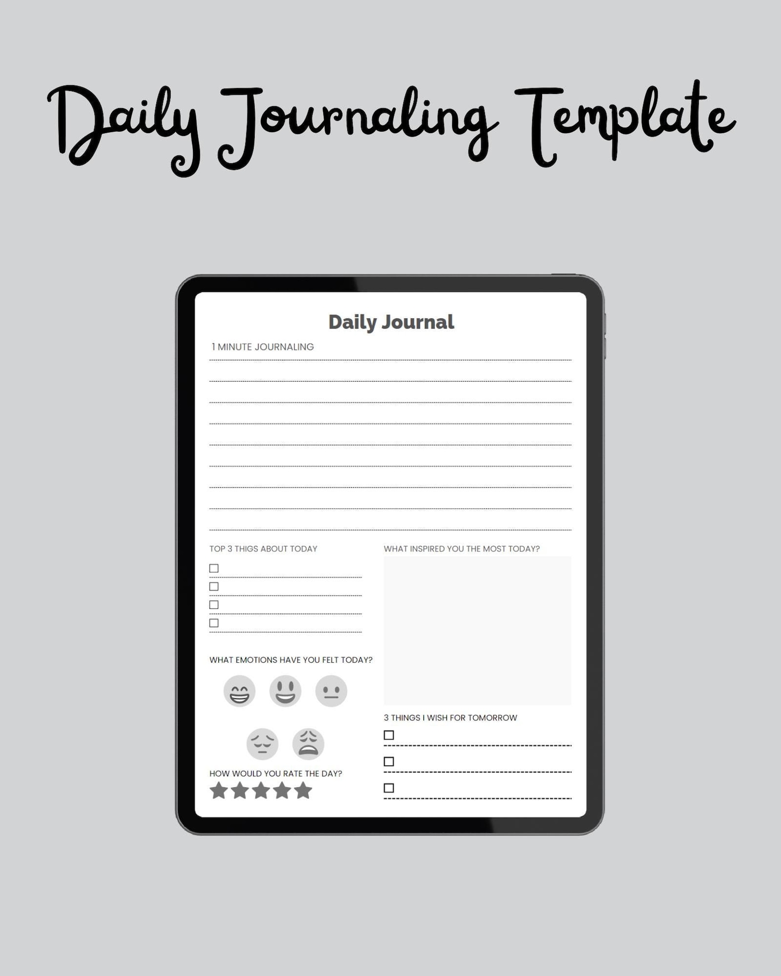 One Page Daily Journaling Sheet Self-reflection Printable Journal Page ...