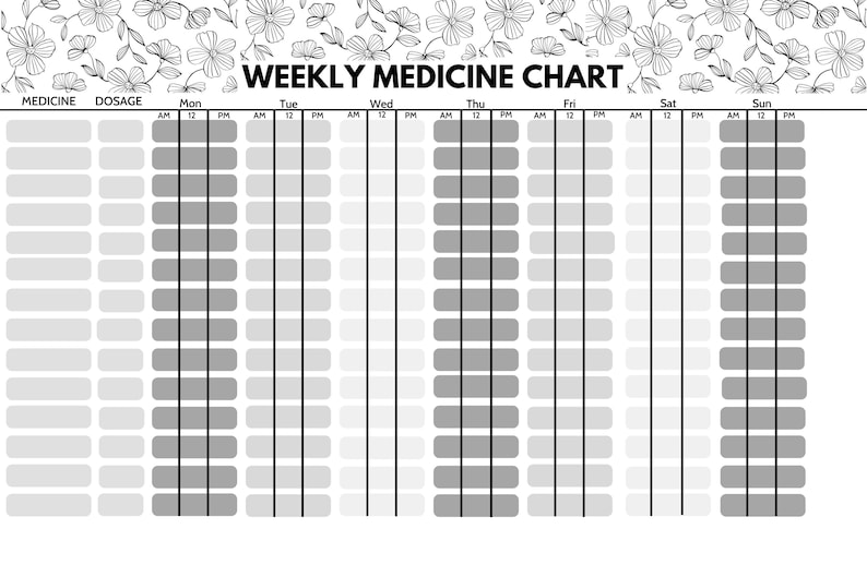 Weekly Medicine Chart - Digital Download. up to 14 Medicine Slots for ...