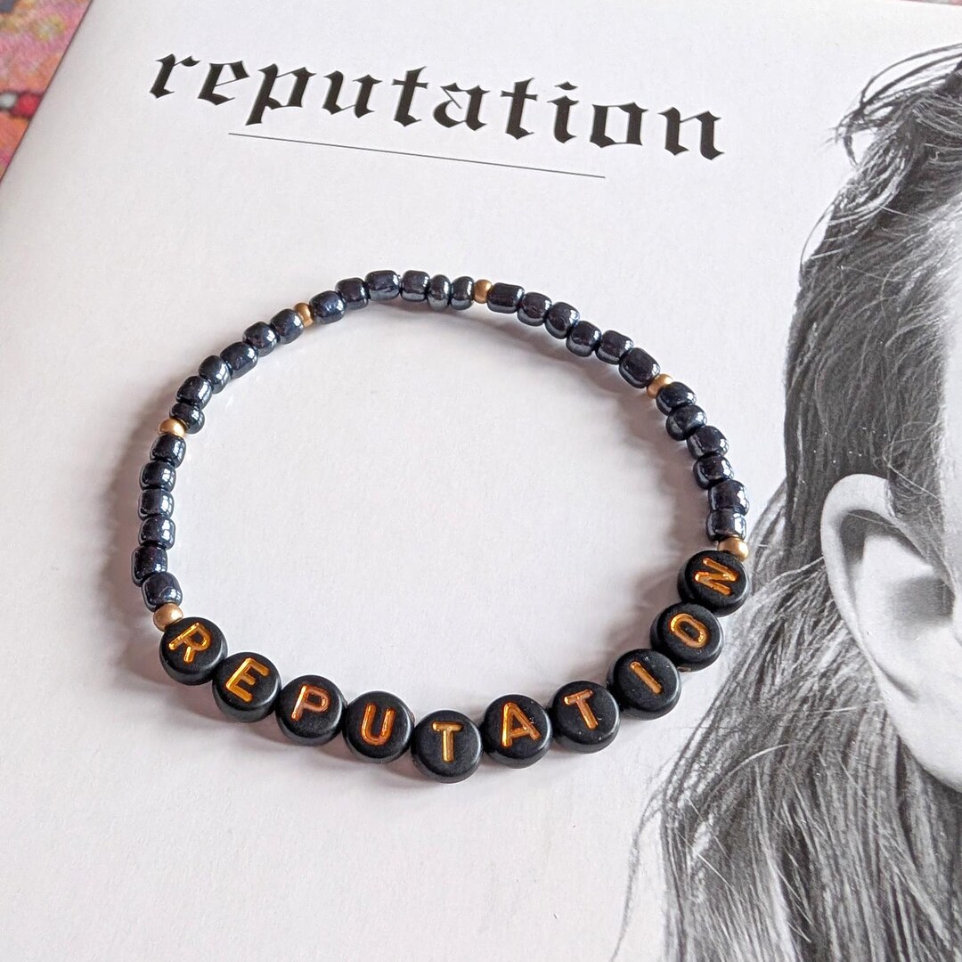 Taylor Swift Reputation Inspired Friendship Bracelet, Black Gold Beaded ...