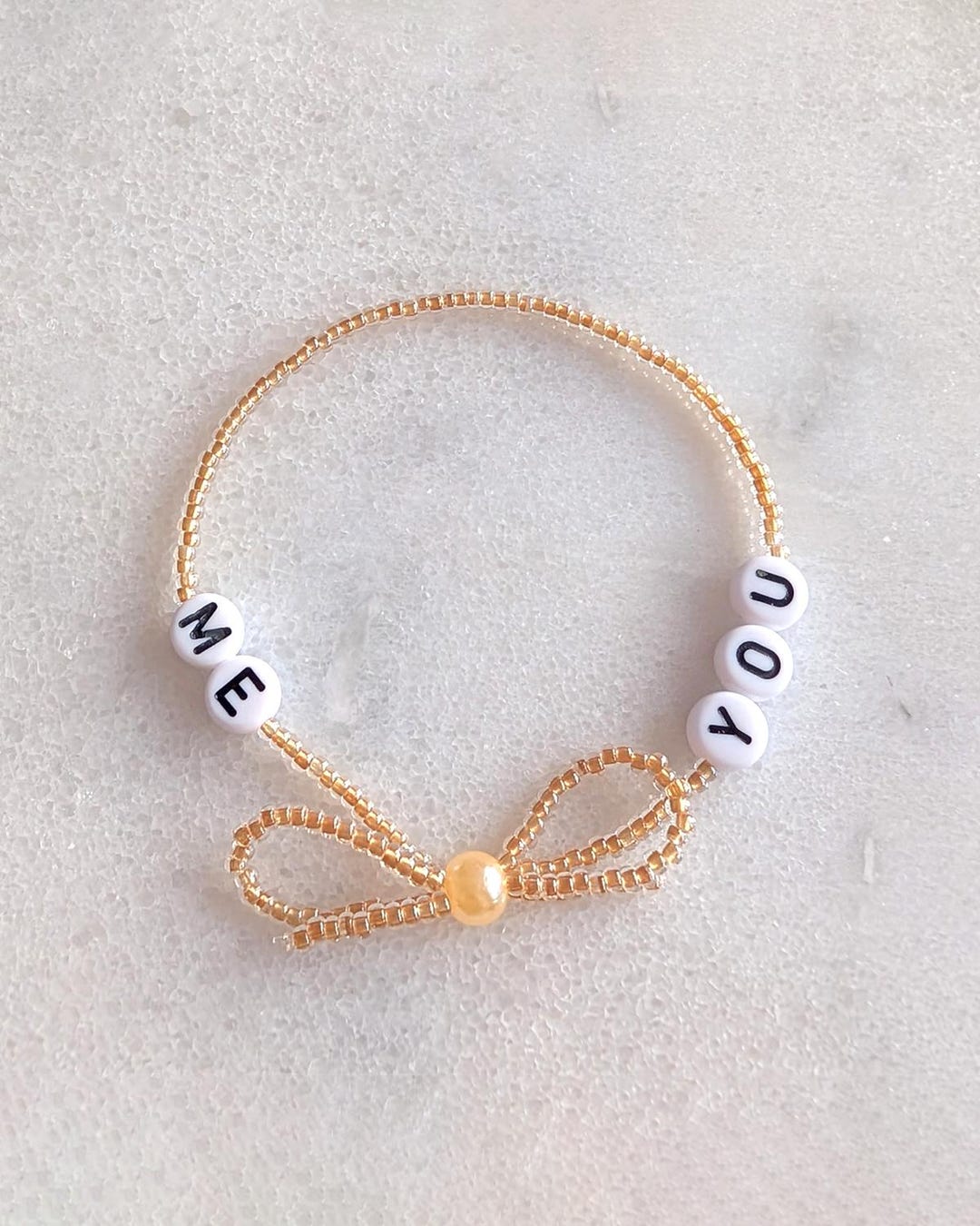 Taylor Swift Invisible String Beaded Bracelet, Handmade Cute Gold Bow ...