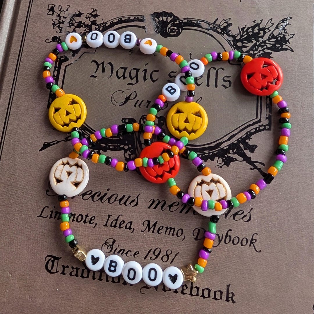 Halloween Beaded Bracelets Trick or Treat BOO Pumpkins | Handmade ...