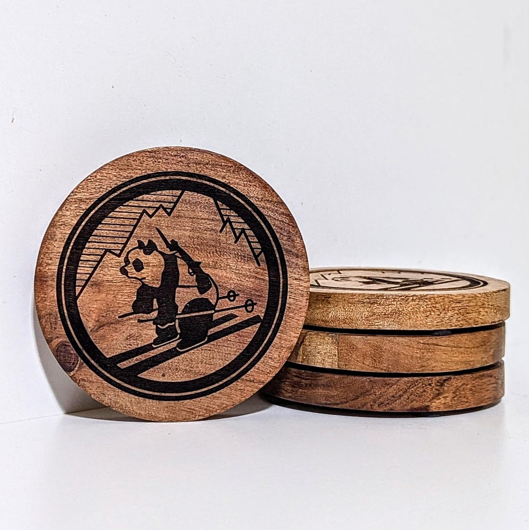 Set of 4 Laser Engraved Pando Commando Wood Coasters - Etsy