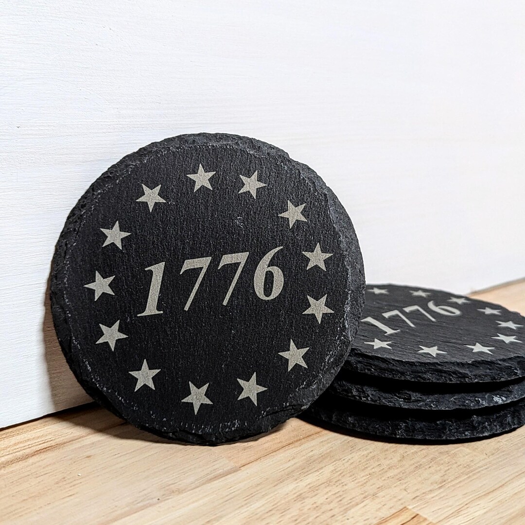 Patriotic Slate Coasters - Veteran Made '1776' Design, Set of 4 - Etsy