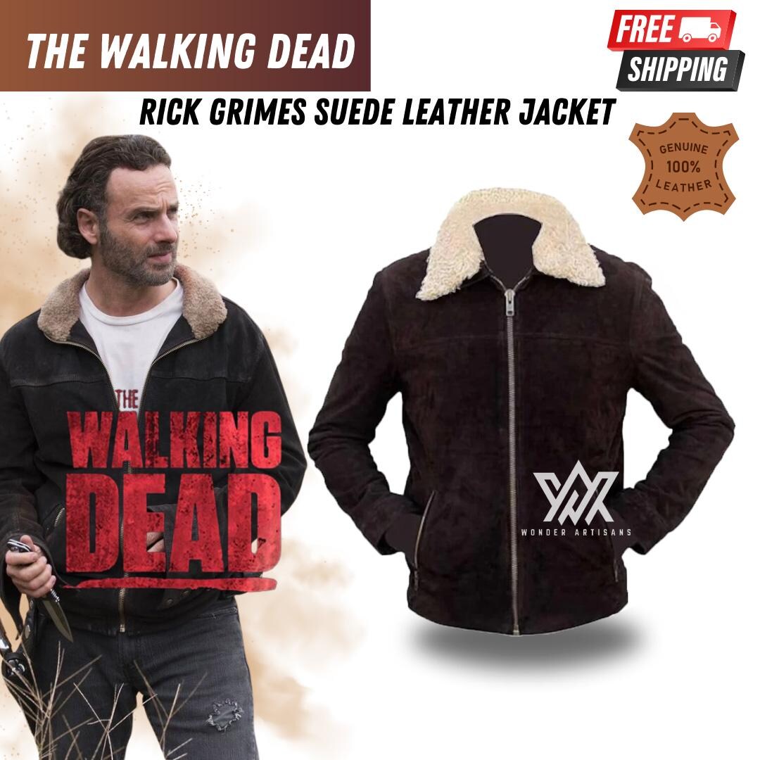 The Walking Dead Rick Grimes Cosplay Jacket Brown Suede Leather Jacket ...