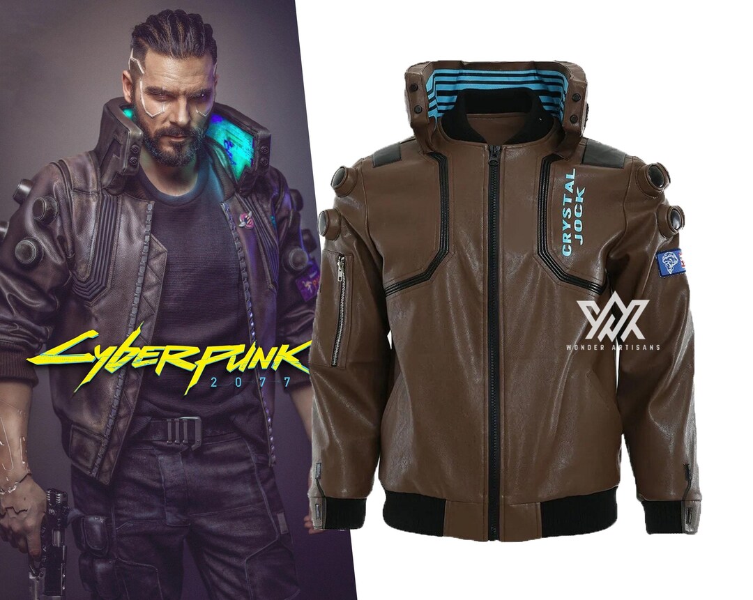 Cyberpunk 2077 Costume V Jacket Cosplay Brown Bomber Leather Jacket ...