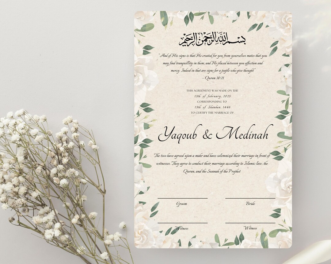 Editable Nikah Certificate | Islamic Marriage Contract | Vintage Nikah ...