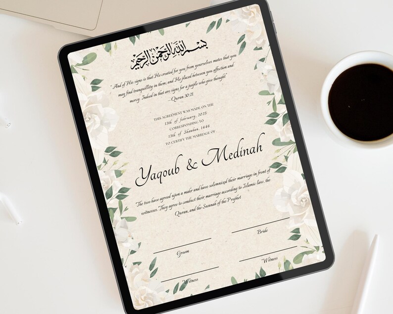 Editable Nikah Certificate | Islamic Marriage Contract | Vintage Nikah ...