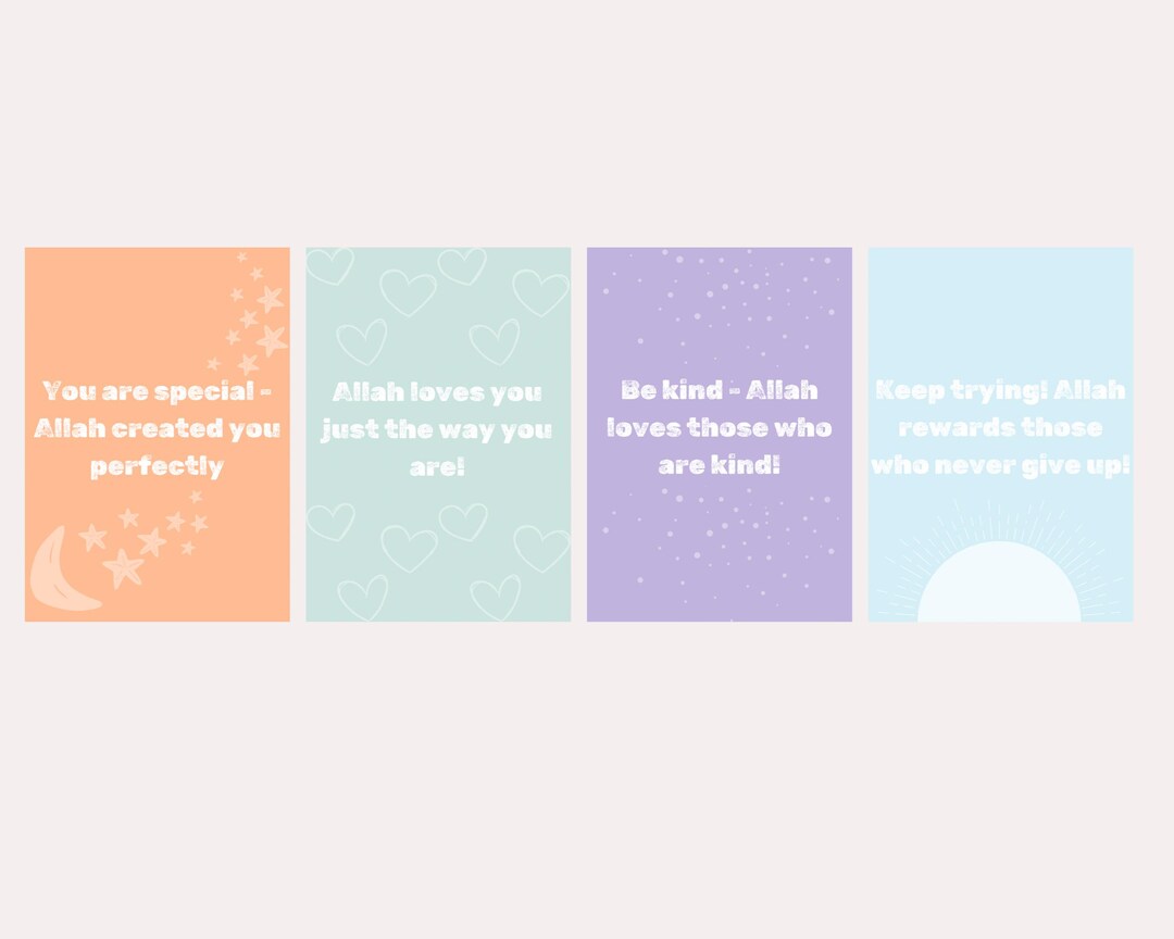 Islamic Affirmations Digital Poster Set | 4 Islamic Wall Art Prints ...