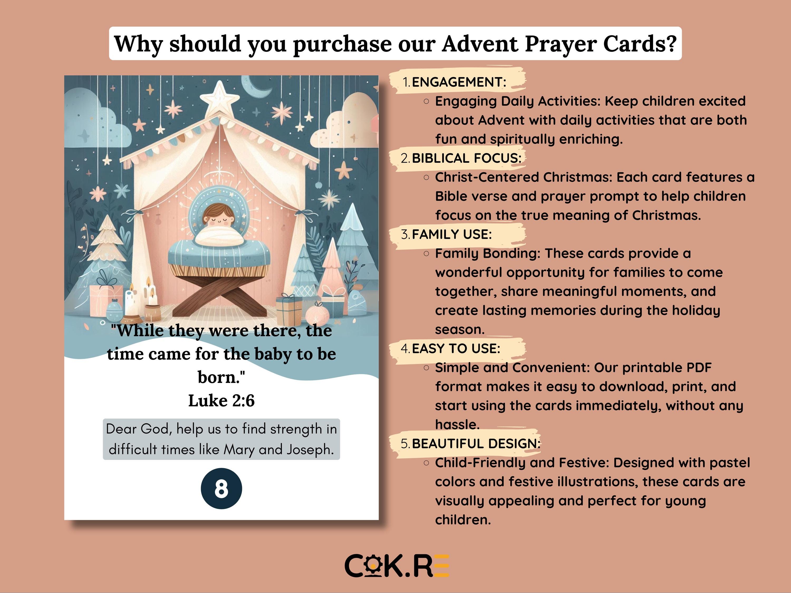 Christian Advent Prayer Cards With Nativity | Printable Bible Verses ...