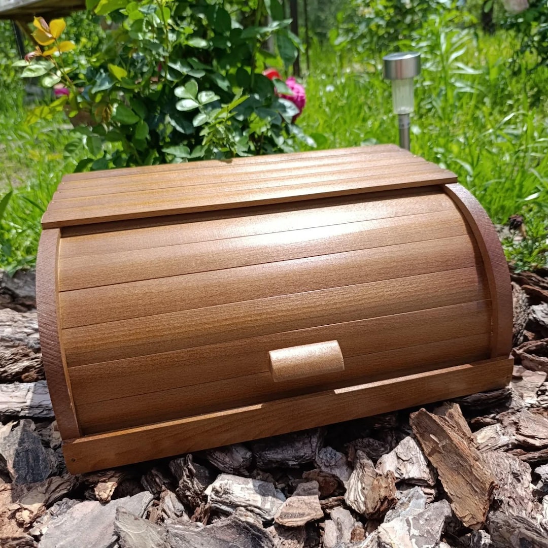 Wooden Bread Box 40x30x17, Large Bread Storage, Rustic Kitchen ...