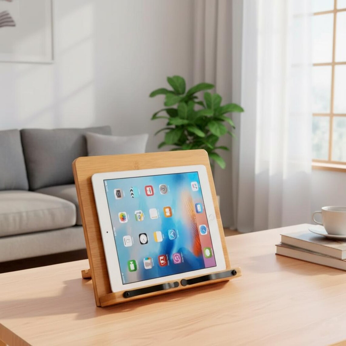 Wooden Book & Tablet Stand – Adjustable Reading Holder for Books up to ...
