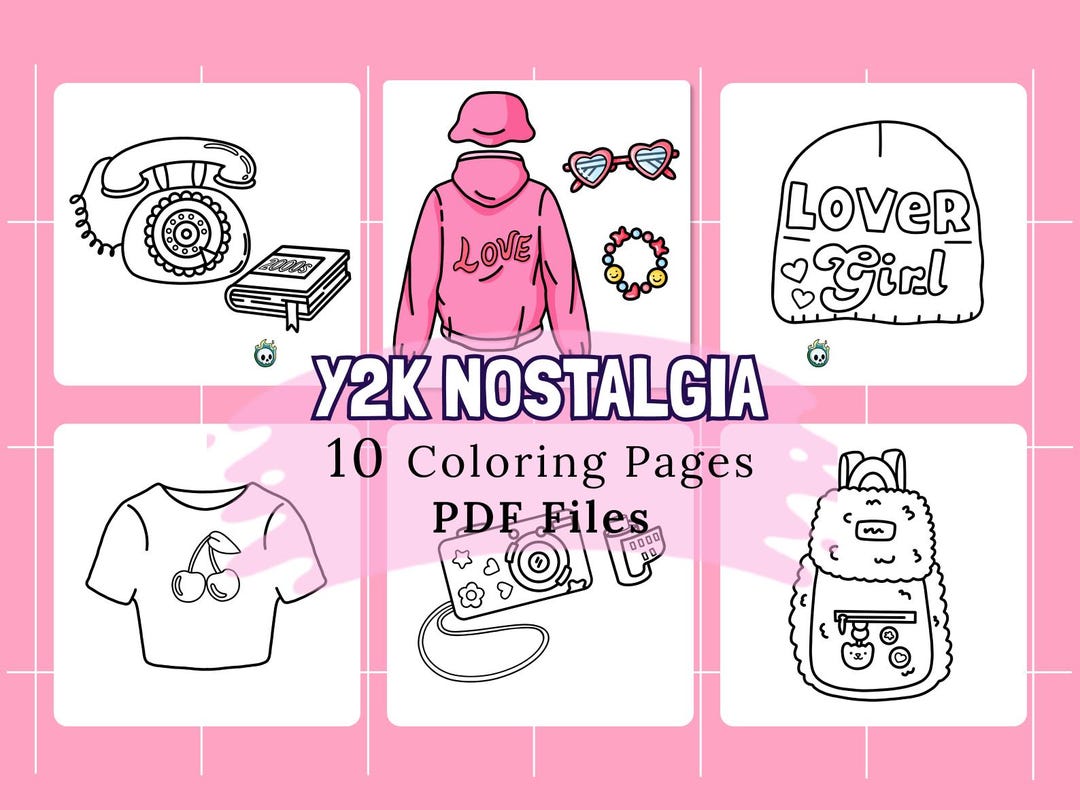 Y2K Nostalgia Coloring Pages: 90s-00s Theme (digital Download) - Etsy