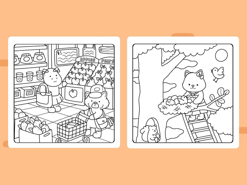 Cozy Kawaii Coloring Pages: 10 Printable Hygge Designs (PDF) - Etsy