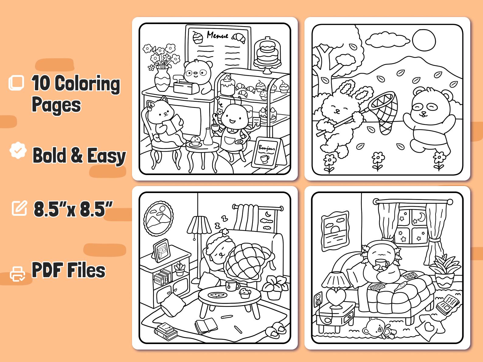 Cozy Hygge Coloring Pages | 10 Printable Coloring Pages | Cozy Season ...