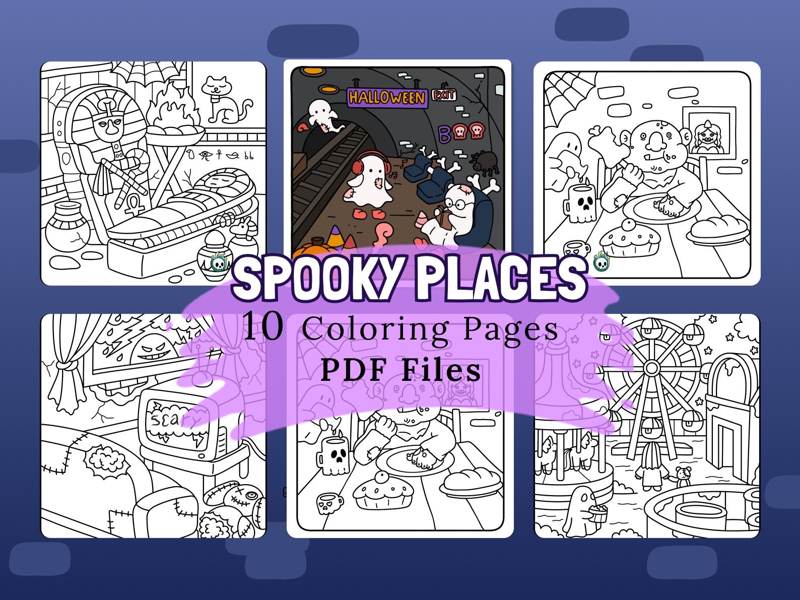 Spooky Cozy Coloring Pages | 10 Printable Coloring Pages | Spooky ...