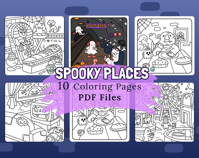 Spooky Cozy Coloring Pages | 10 Printable Coloring Pages | Spooky ...