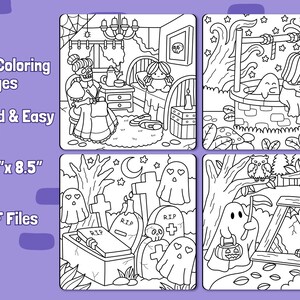 Spooky Cozy Coloring Pages | 10 Printable Coloring Pages | Spooky ...