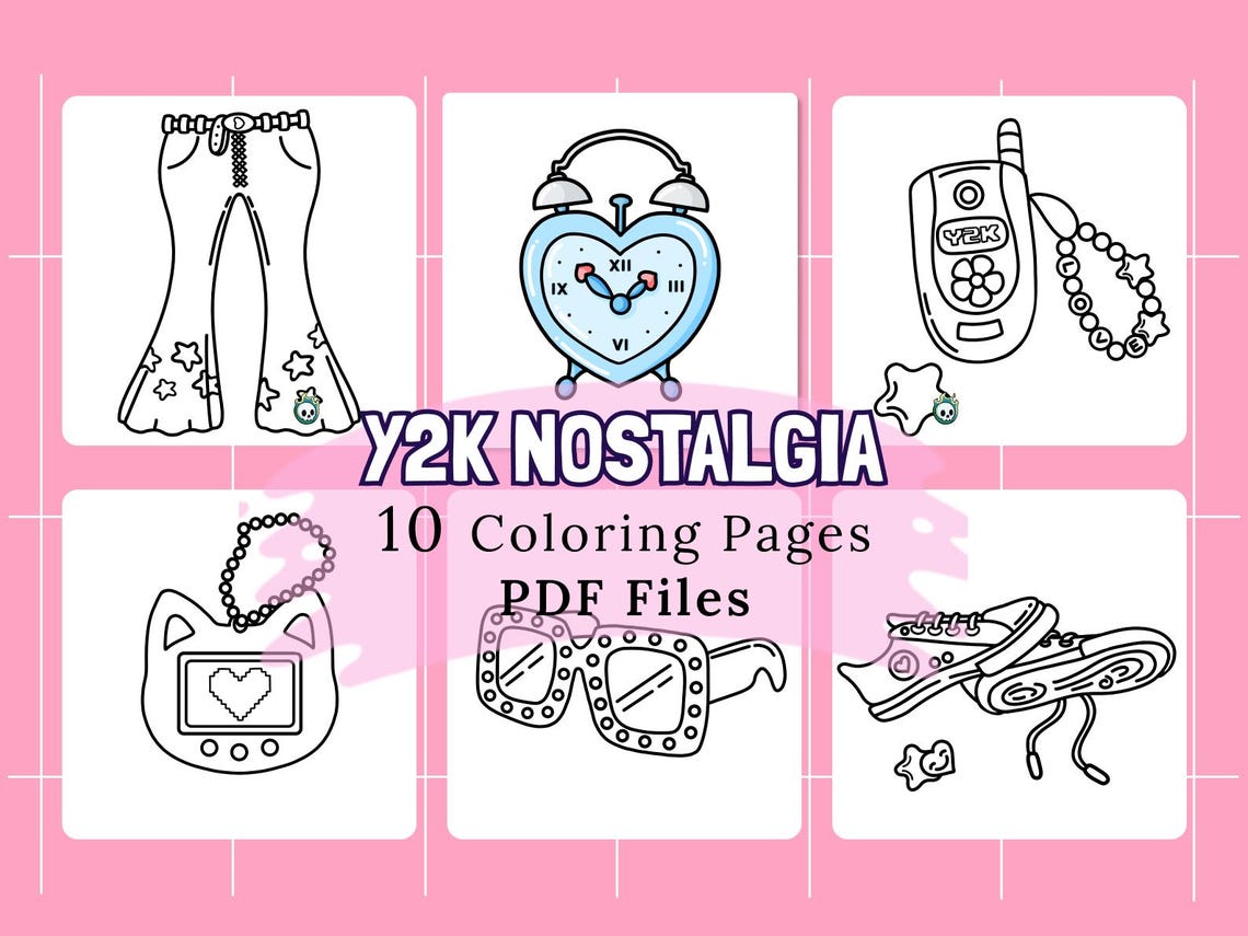 Y2K Nostalgia Coloring Pages: 10 Retro 2000s Designs (instant Download ...