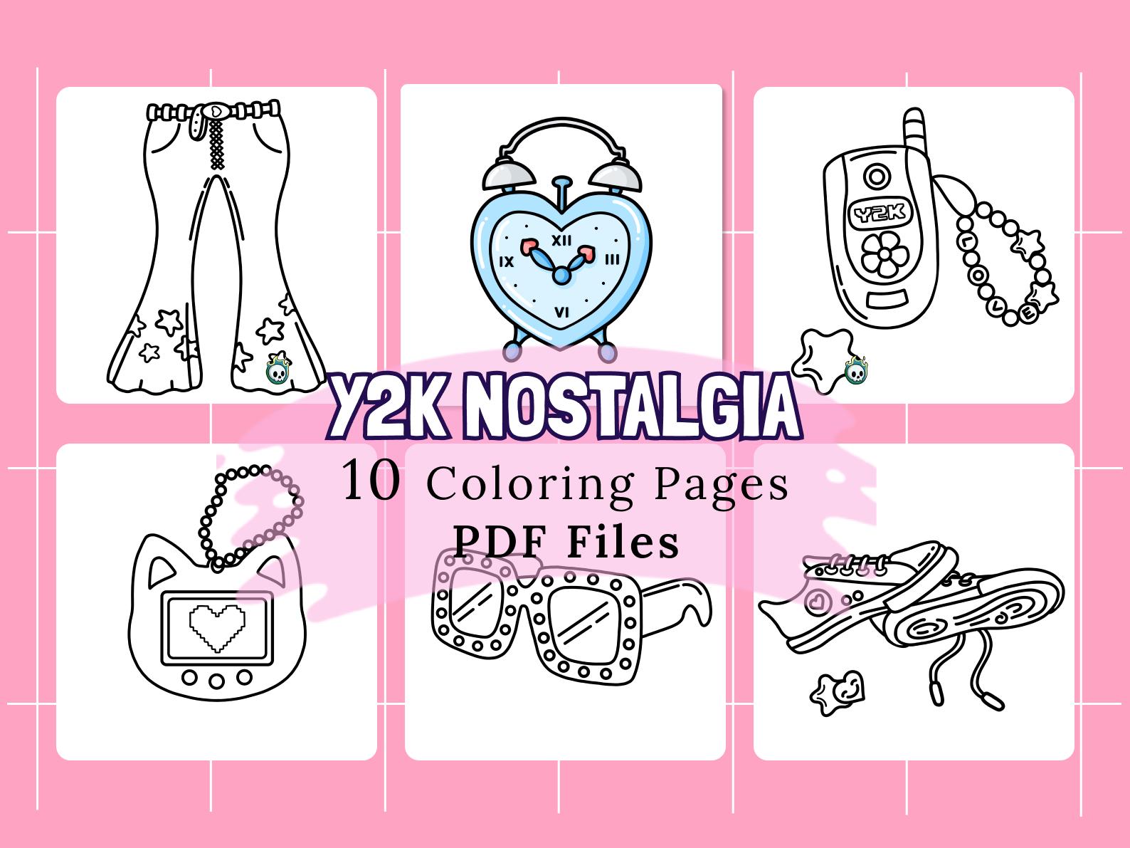 Y2K Nostalgia Coloring Pages: 10 Retro 2000s Designs (instant Download ...