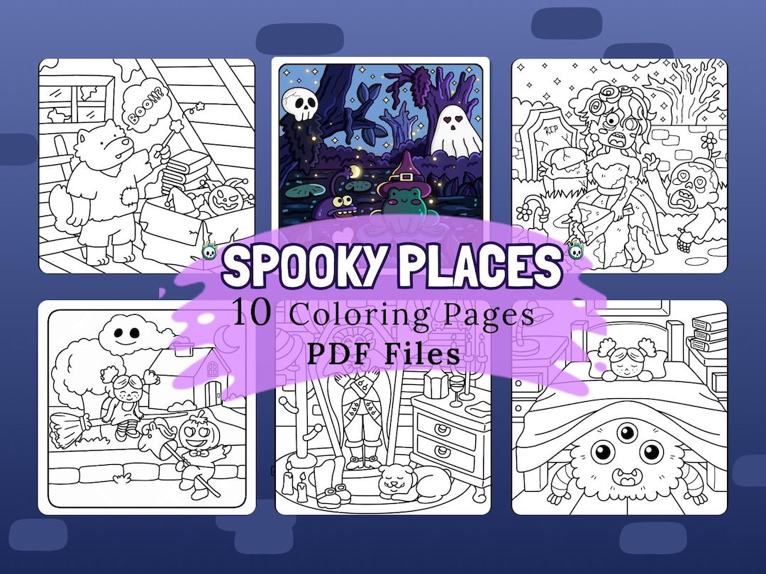 Spooky Cozy Coloring Pages 10 Printable Coloring Pages Spooky Season ...