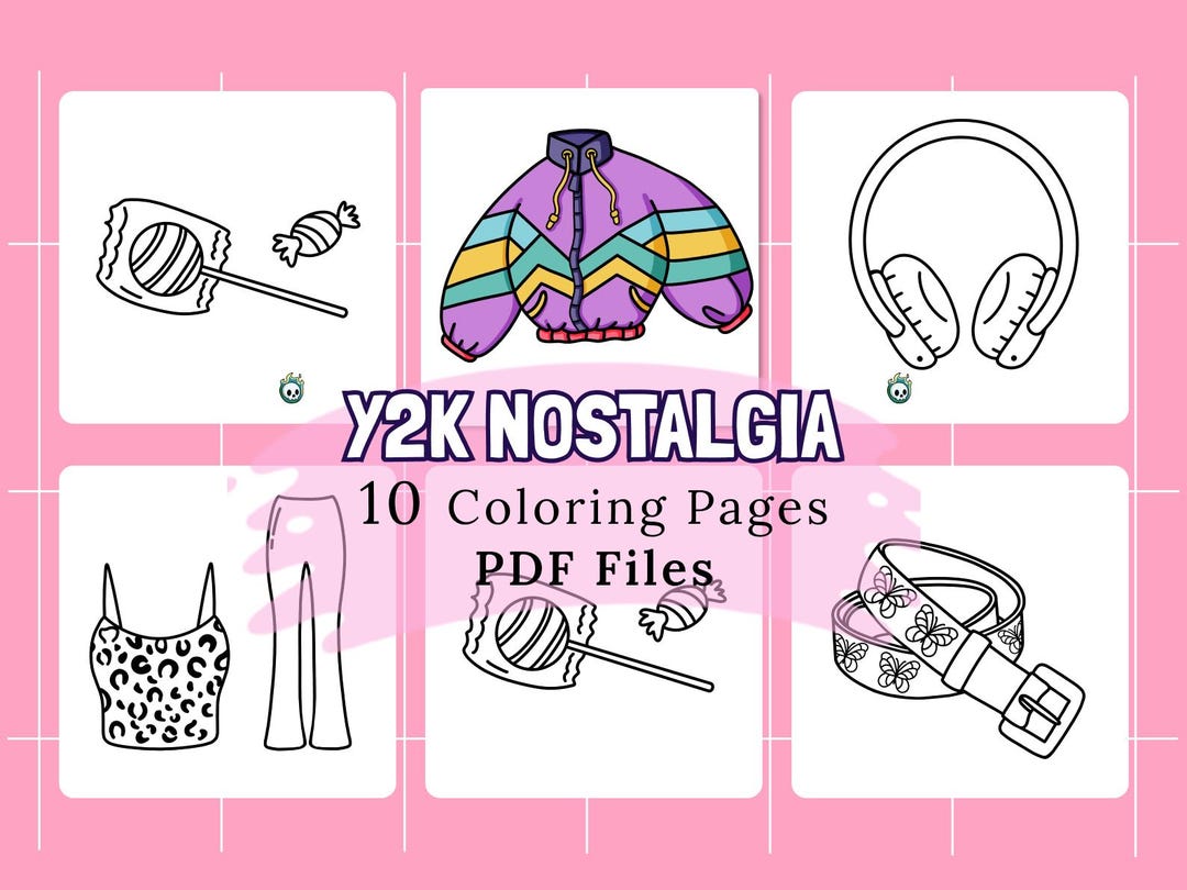 Y2K Nostalgia Coloring Pages: 90s-00s Theme (digital Download) - Etsy