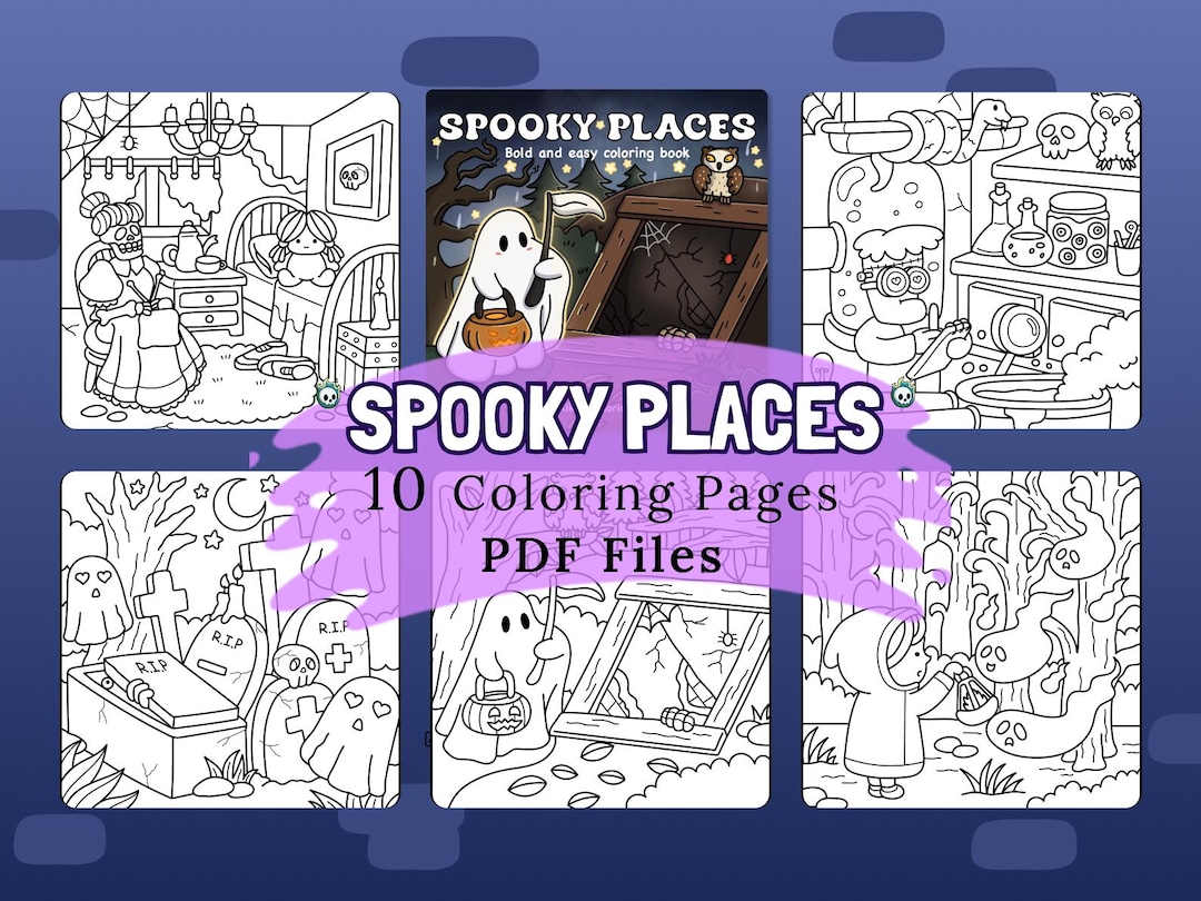 Spooky Cozy Coloring Pages | 10 Printable Coloring Pages | Spooky ...