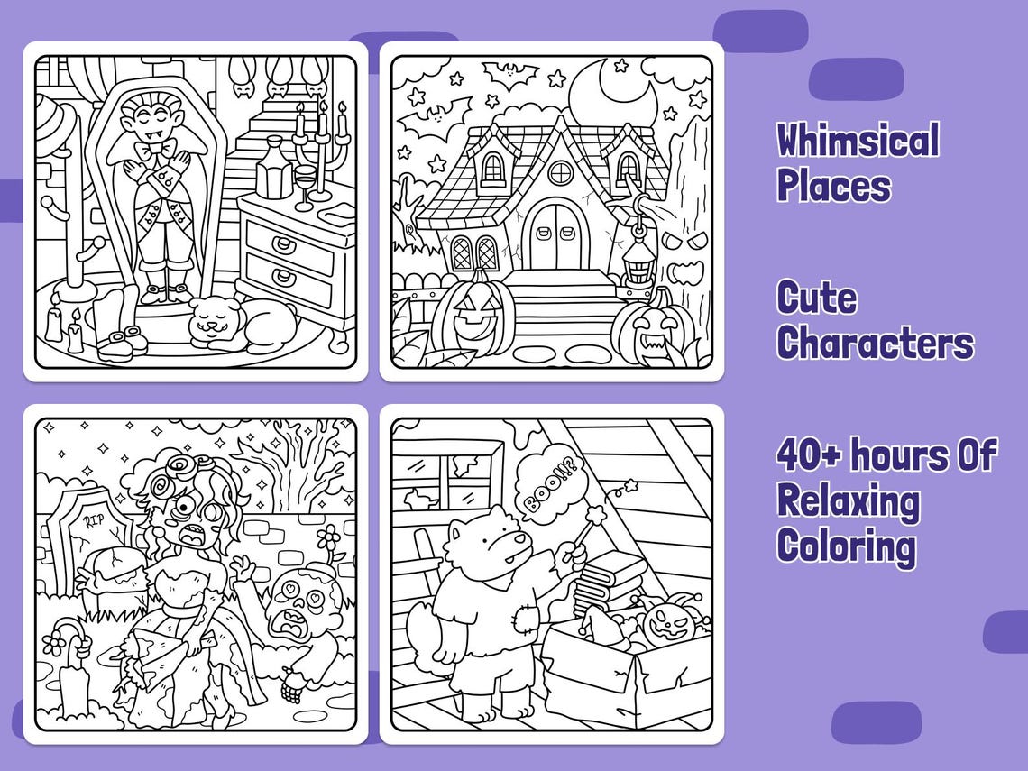 Spooky Cozy Coloring Pages | 10 Printable Coloring Pages | Spooky ...