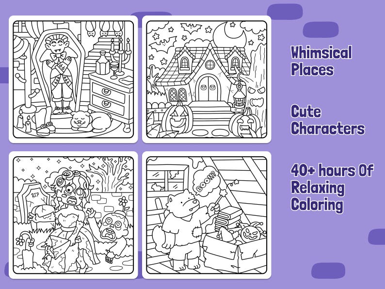 Spooky Cozy Coloring Pages | 10 Printable Coloring Pages | Spooky ...