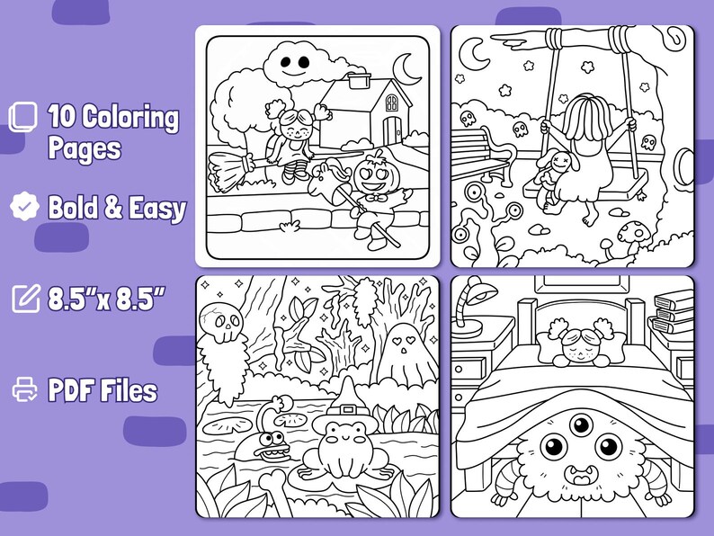 Spooky Cozy Coloring Pages | 10 Printable Coloring Pages | Spooky ...