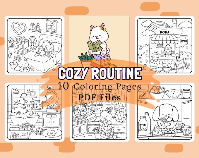 Cozy Hygge Coloring Pages | 10 Printable Coloring Pages | Cozy Season ...