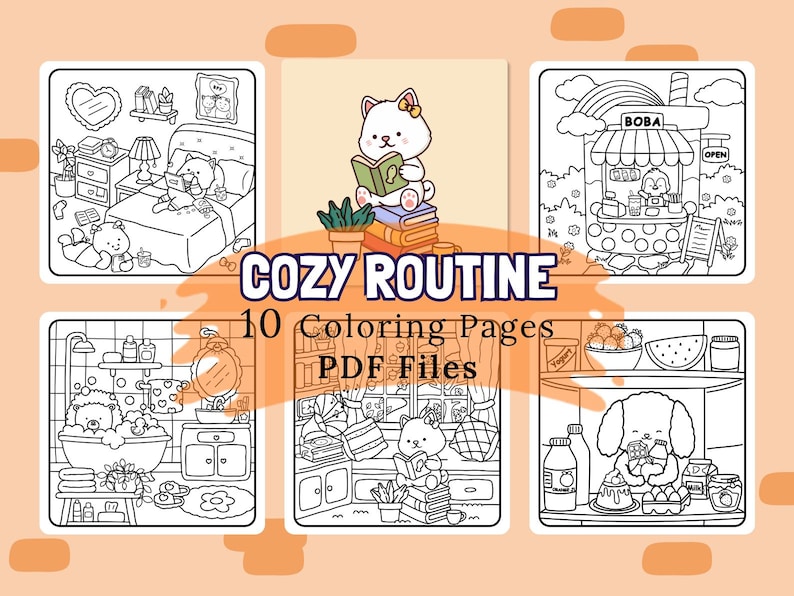 Hygge Cozy Coloring Pages | 10 Printable Coloring Pages | Cozy Season ...