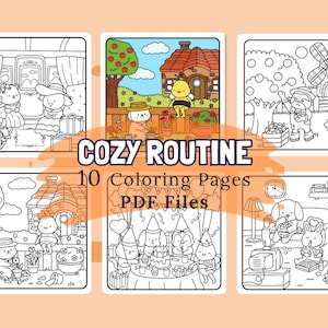 Cozy Kawaii Coloring Pages: 10 Printable Hygge Designs (PDF) - Etsy